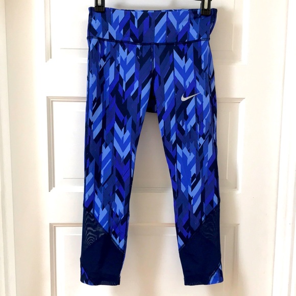 Nike | Pants & Jumpsuits | Nwot Nike Running Drifit Capri Leggings Blue ...